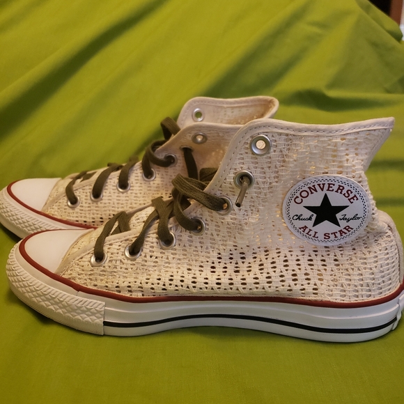 Converse | Shoes | Converse Chuck Taylor Mesh Crochet Cream Hi Top S7 ...